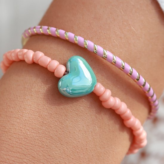 Armband stone heart peach | bol