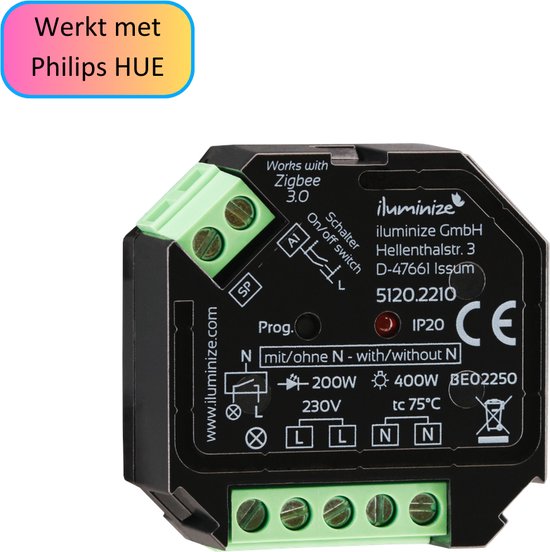 Iluminize ZigBee Schakelaar NN - ZigBee 3.0 - Inbouw Schakelaar - Werkt met Hue - HomeKit | bol