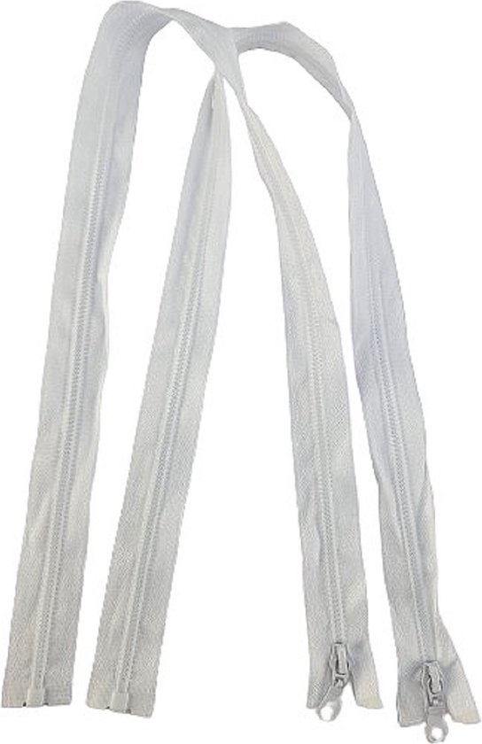 Blok rits Wit 70 cm - 2 stuks - Deelbaar - dikke rits kleermaker bloktanden deelbare... | bol