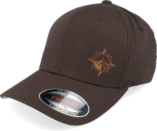 Hatstore- Windrose Mountain Brown Patch Brown Flexfit - Wild Spirit Cap ...