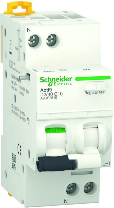 Schneider Electric -Internationale +AUTO Acti 9 iCV40 10A 30mA AC aardlekschakelaar 1P+N | bol