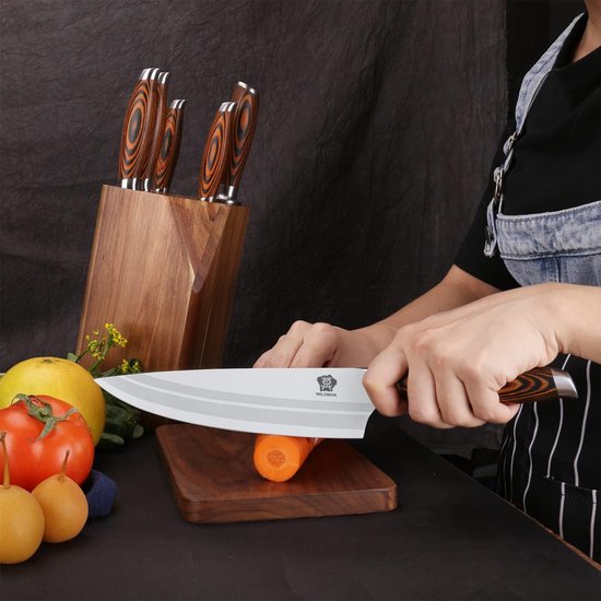 7-delige messenset van Duits staal met pakkawood-greep voor ...