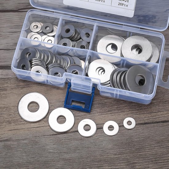 Set van 100 stuks, sluitringen, platte ronde, M4/M5/M6/M8/M10 sluitringen van... | bol