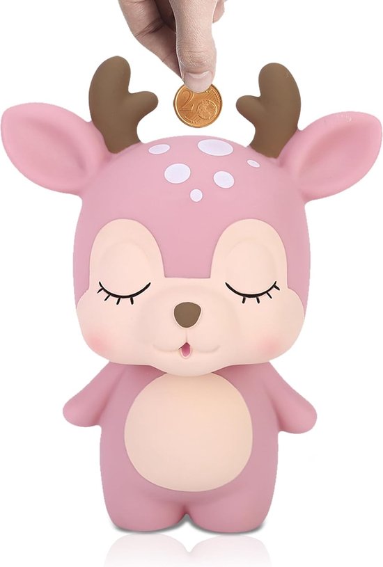 Roze spaarpot voor meisjes - unieke herten spaarpot - onbreekbaar ...