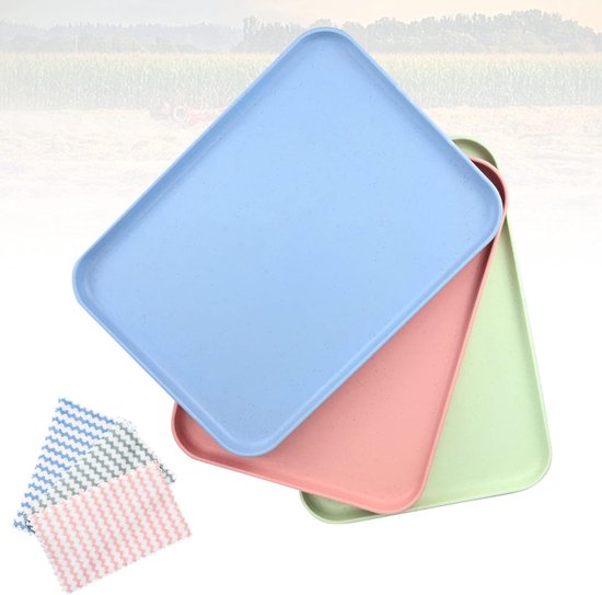 3 stuks 38 x 27 cm dienbladen van kunststof, Fast Food dienblad ...