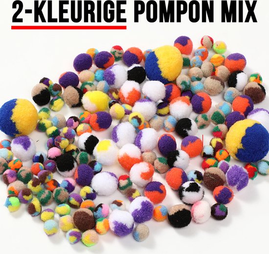 Allernieuwste 200 STUKS 2-kleurige Pompons 5 tot 50 mm Mix Kleur ...