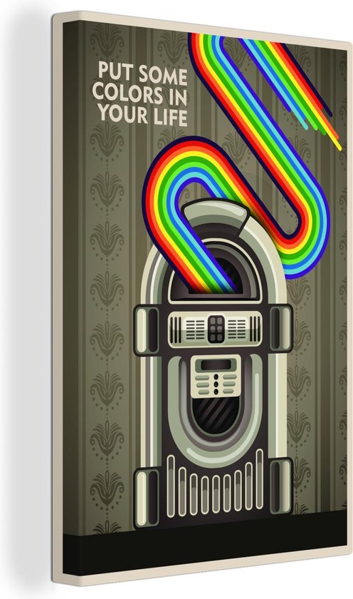 Canvas Schilderij Vintage - Jukebox - Regenboog - Put some colors in ...