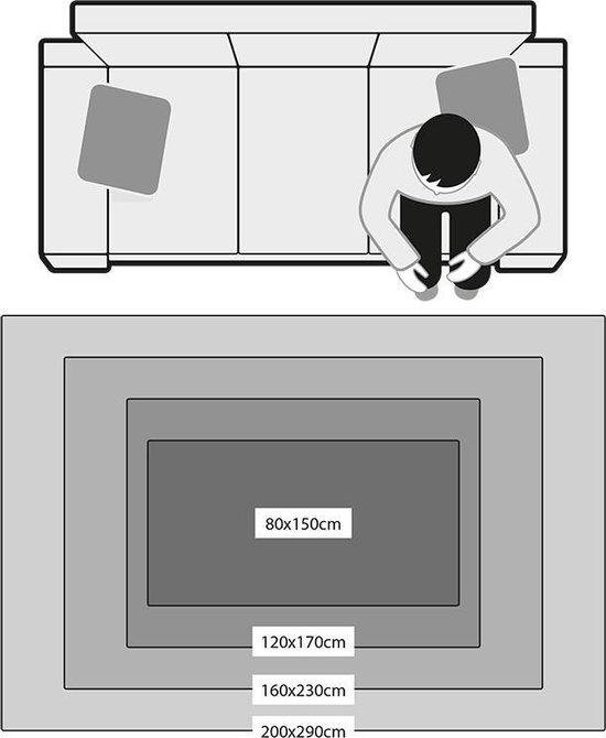 Modern vloerkleed - Plus Zwart 8008 160x230cm | bol