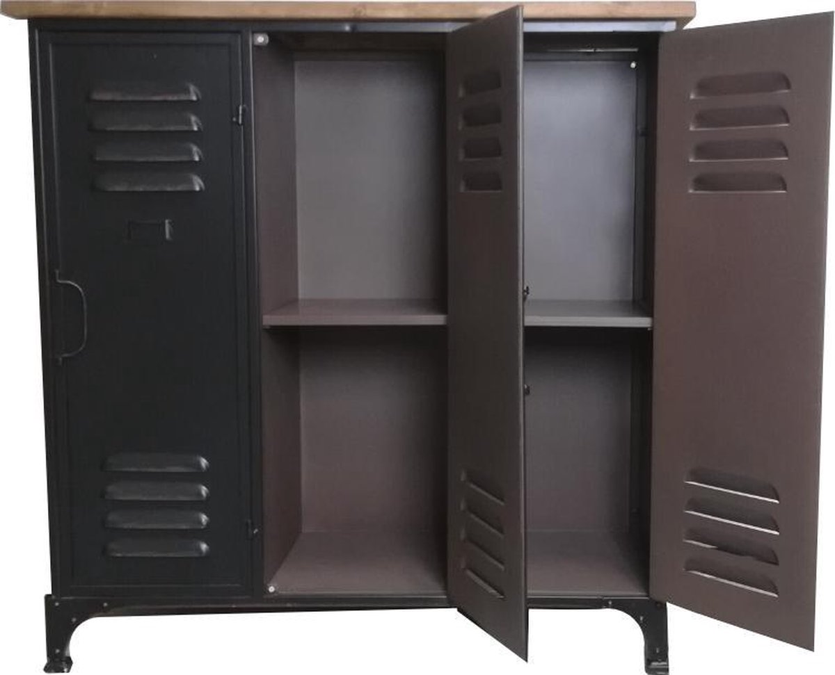 Dulaire Lockerkast Laag Zwart Metaal Industrieel | bol