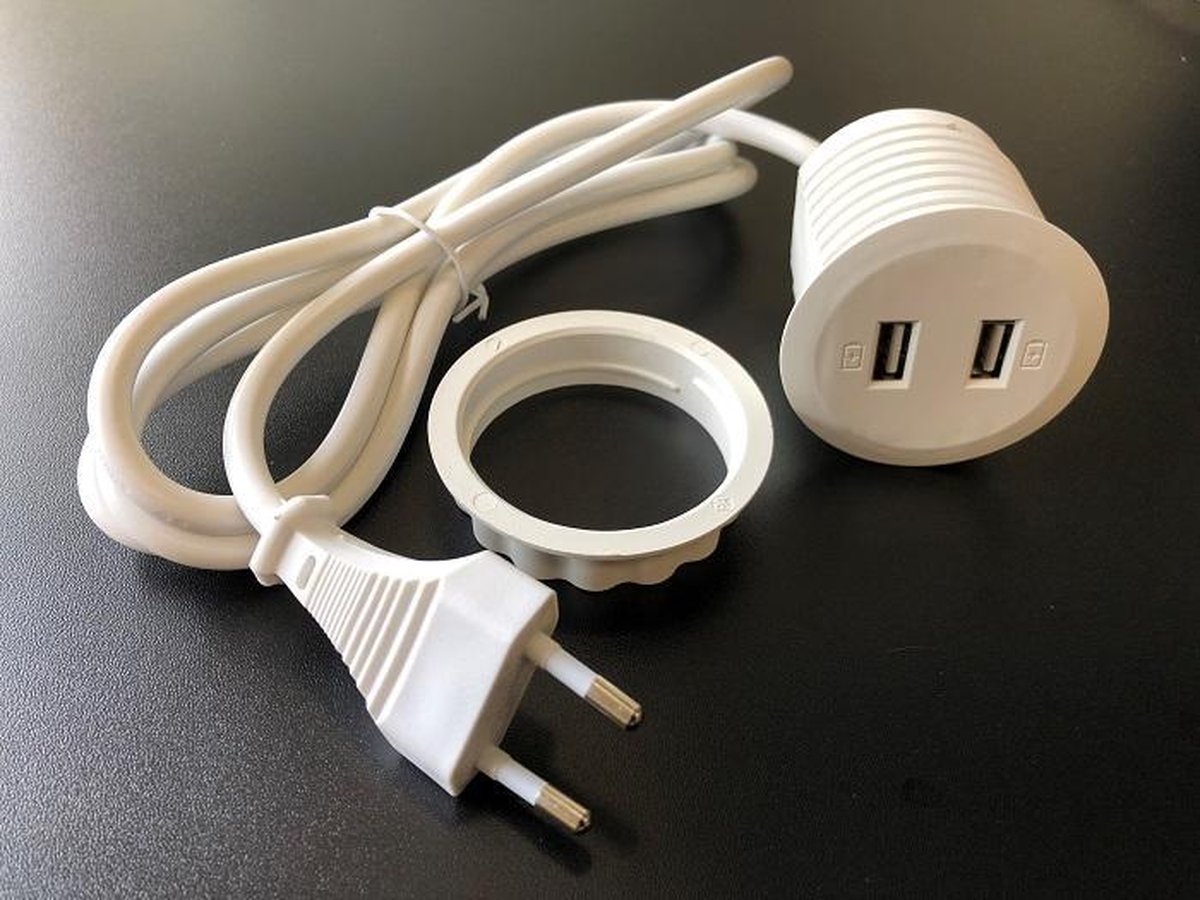 Powerdot mini 51mm dubbele inbouw usb lader wit | bol.com