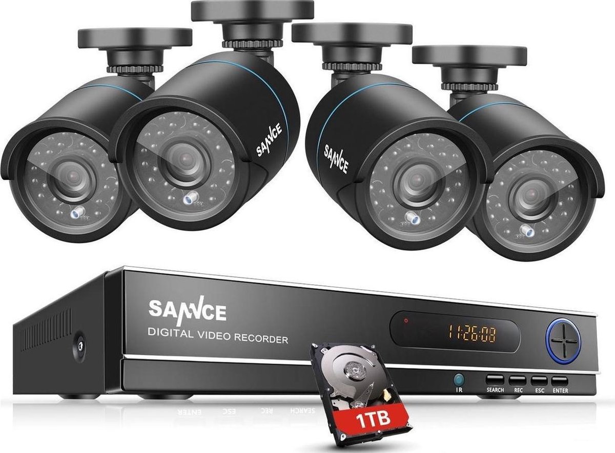 bol.com | CAMERA BEWAKINGSSYSTEEM MET 4 CAMERA'S & 1TB SCHIJF, plug and ...