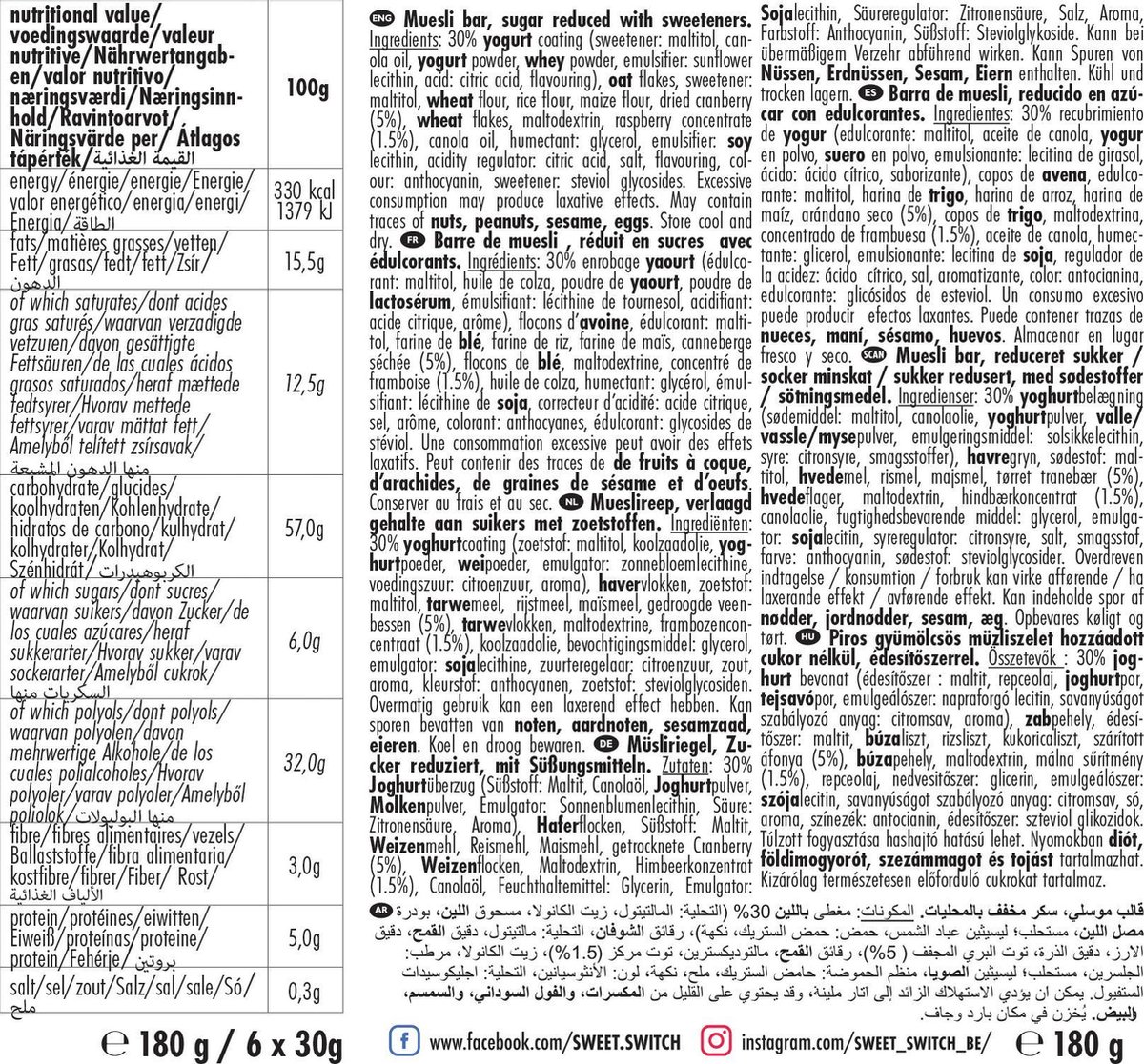 SWEET-SWITCH® - Mueslireep - Rode Vruchten - Yoghurt - Muesli ...