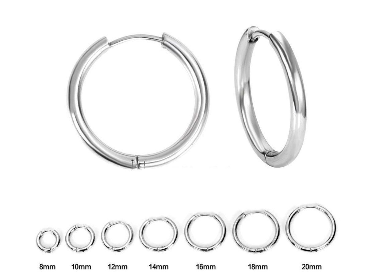 1011 - Ronde buis oorbellen set - Set van 6 oorringen - zilverkleurig - rvs - anti... | bol.com