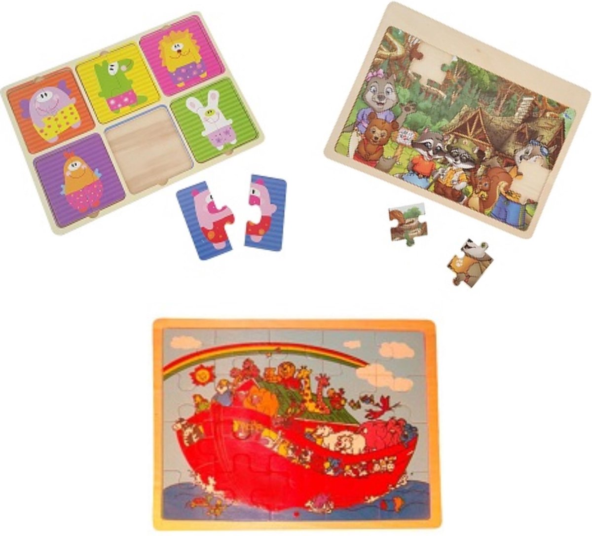 Playwood houten legpuzzel Dieren -Ark van Noach-en Beren in het bos u ...
