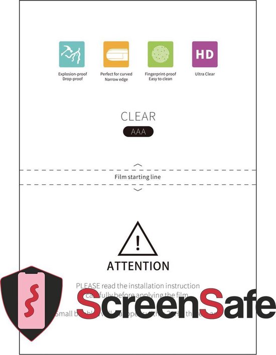 ScreenSafe High Definition Hydrogel screenprotector geschikt voor ...