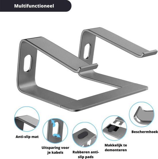 OLAF - Laptopstandaard - Universeel 10 tot 17 inch - Aluminium - Grijs ...