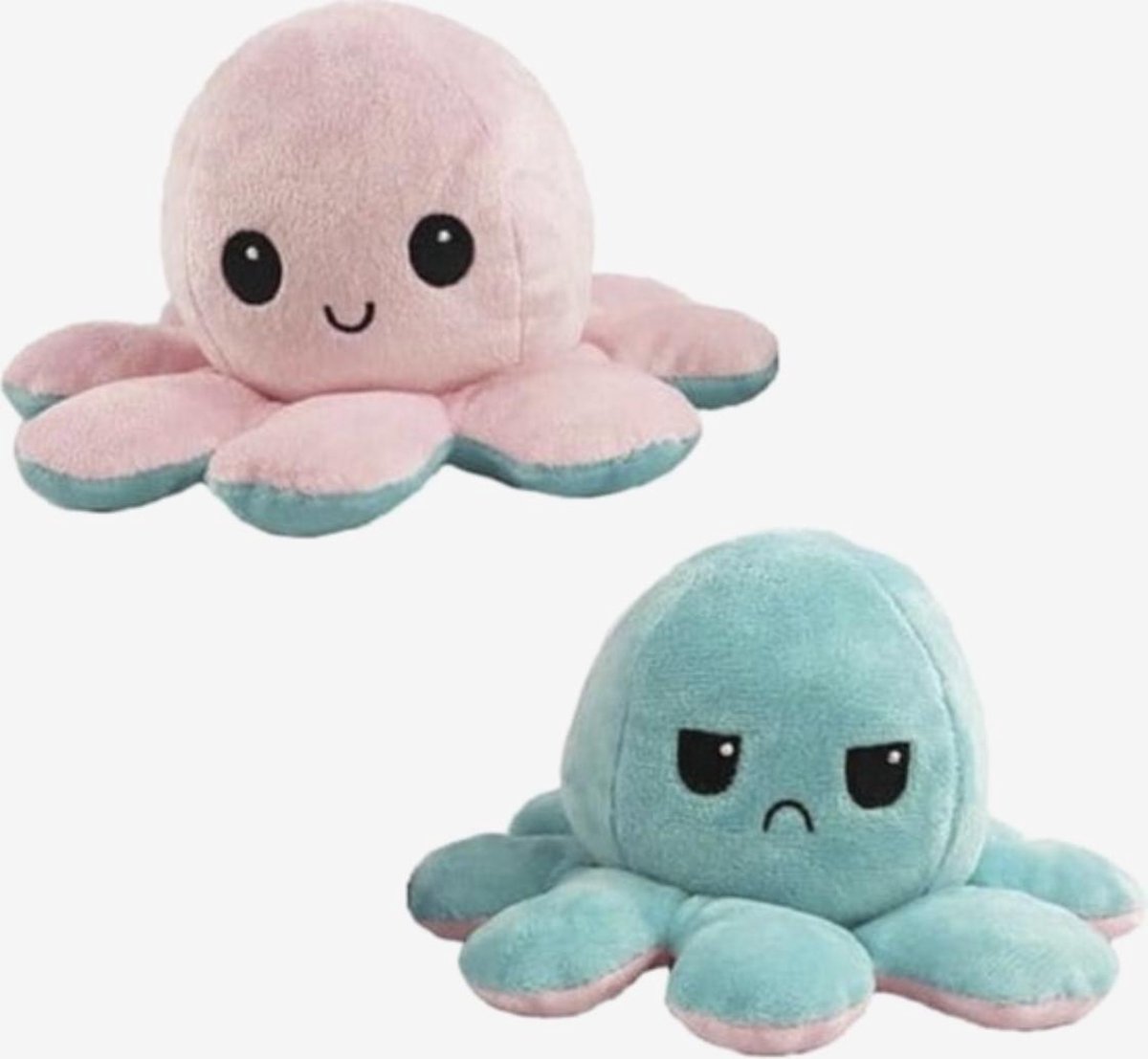 Octopus knuffel - Mood knuffel - Roze/Blauw - Blij/Boos knuffel ...