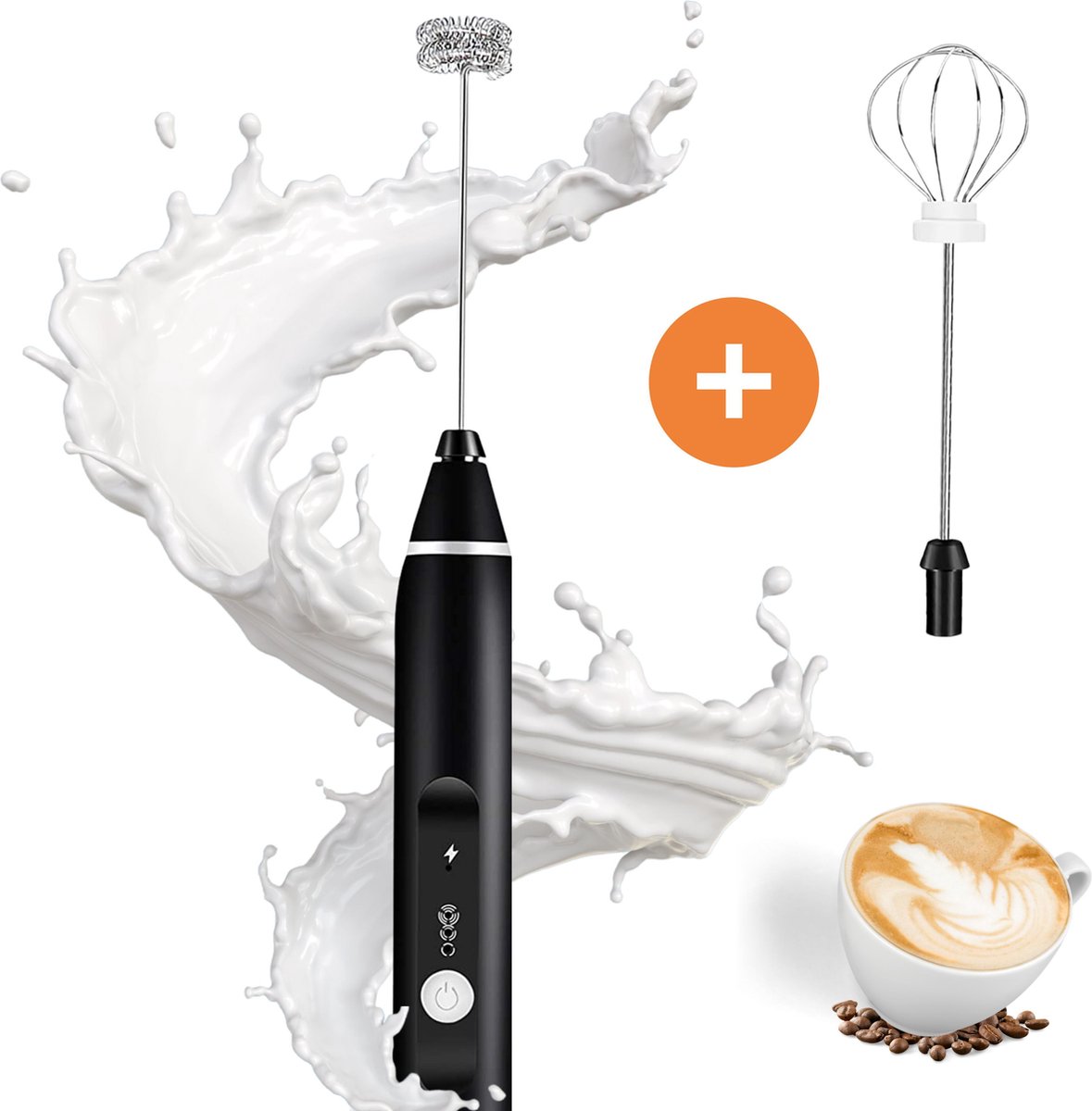 FLOOQ - Handmatige Melkopschuimer - Melkklopper - 3 snelheden - 2 opzetstukken -... | bol.com