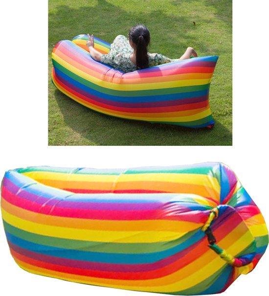 LPshop- zitzak- opblaasbaar ligbed- nylon- 240x90cm regenboog | bol.com