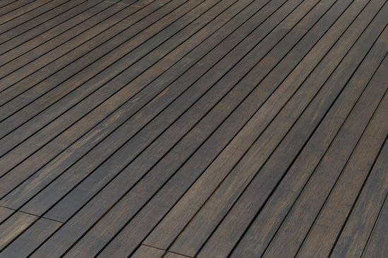 Set van 10 bamboe terrasplanken, kleur dark chocolate, 1 zijde glad, 1 ...