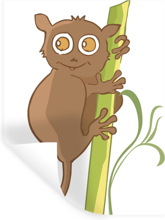 Sticker Muursticker Illustration du tarsier - Illustration dessin animé ...
