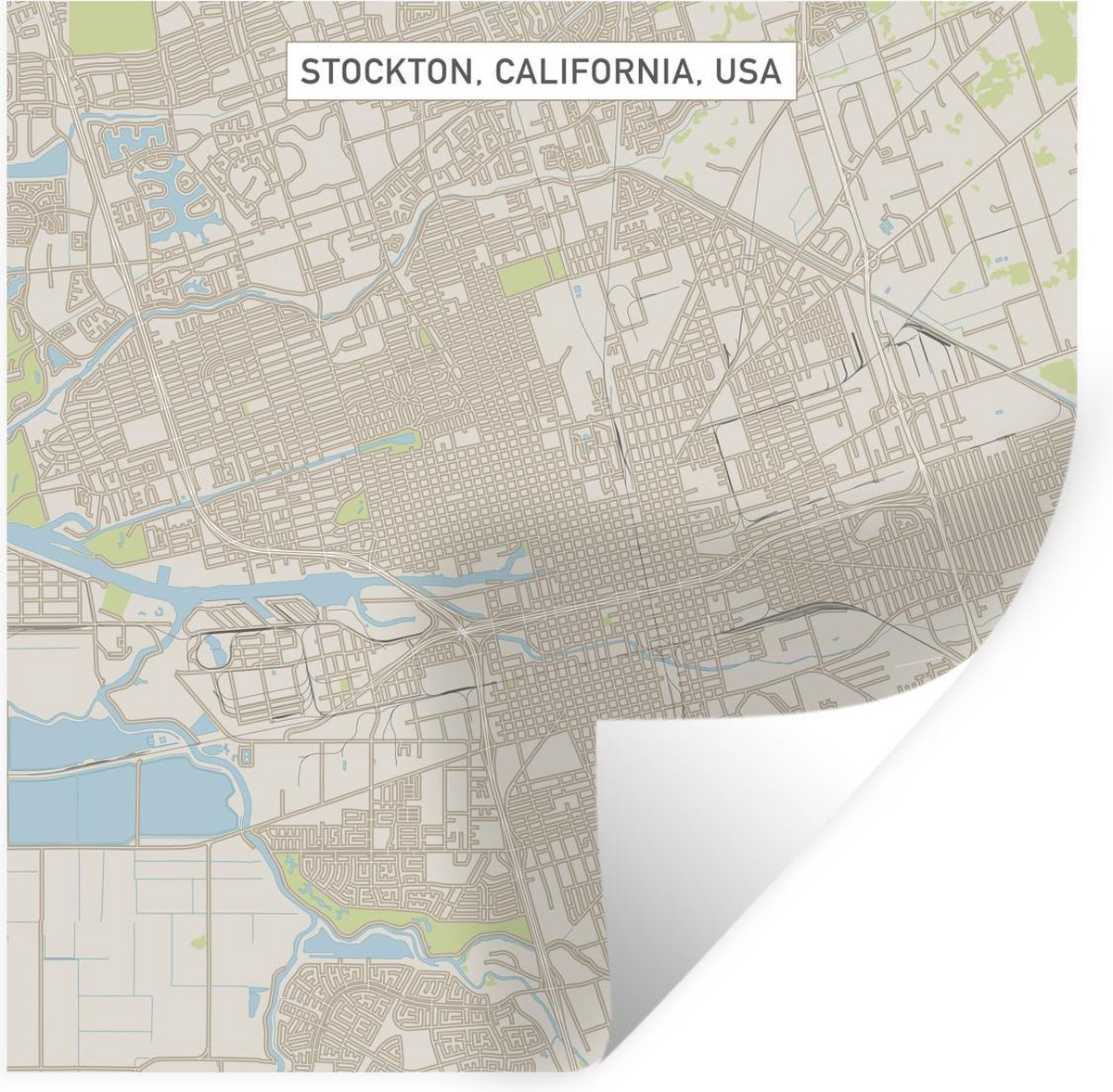 Muurstickers - een kaart van Stockton - 120x120 cm - Plakfolie XXL ...