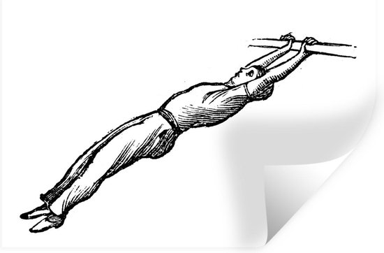 Muurstickers - een persoon die aan de rekstok turnt - 90x60 cm ...