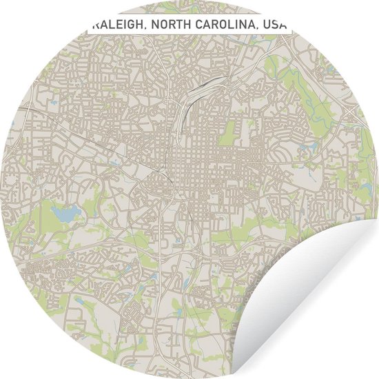 Illustration du plan de la ville de Raleigh Sticker mural cercle mural ...