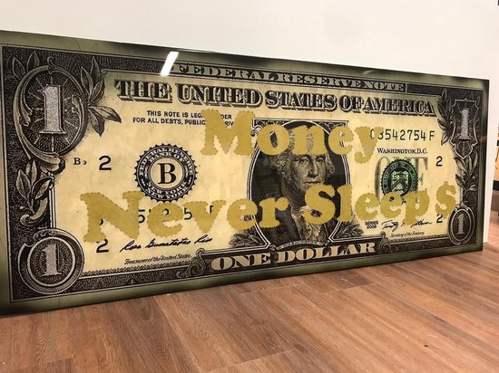Money Never Sleeps Epoxy/resin Gloss art met glitters en steentjes 12mm ...
