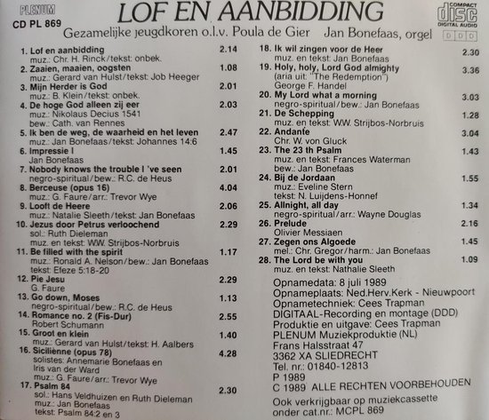 Lof en aanbidding - Gezamenlijke jeugdkoren / Christelijk Kinderkoor Cantate Deo -... | bol.com