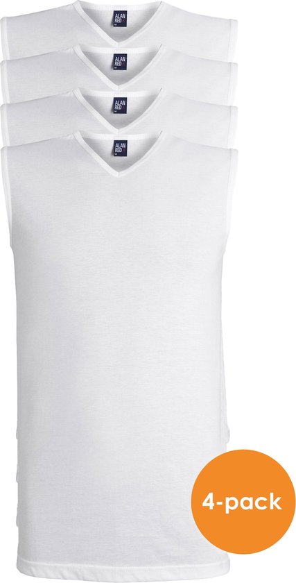 ALAN RED singlets Minto (4-pack) - V-hals - wit - Maat: S | bol