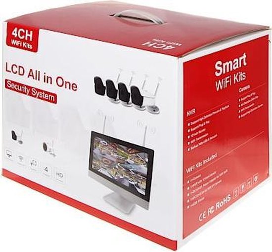 WL4 WIFI-KIT-M5B bewakingscamera set met 4x 5MP WiFi bullet camera's, WiFi monitor met... | bol.com