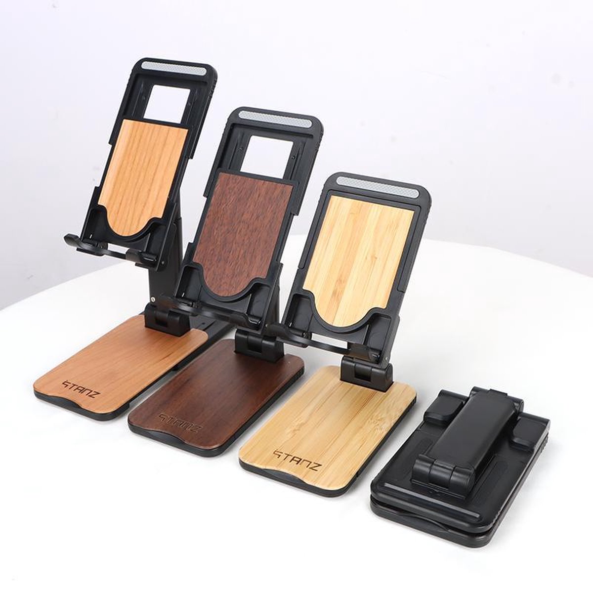 Stanz Telefoon & Tablet Houder - Kastanje Hout - 3x GRATIS webcam ...