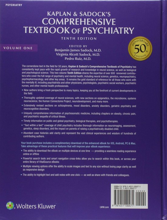 Kaplan and Sadock's Comprehensive Textbook of Psychiatry | 9781451100471 | Virginia A.... | bol