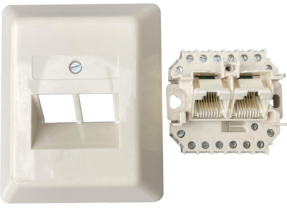 WANDCONTACTDOOS 2x UTP 8-polig modulair RJ45 - opbouw ...