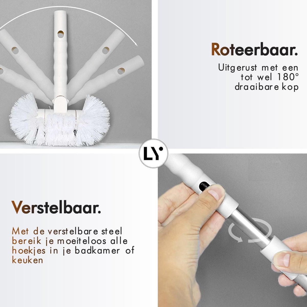 Schrobber en ragebol met telescoopsteel - Spinnenvanger - Schrobborstel ...