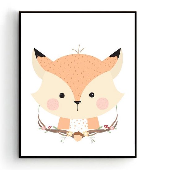 Poster Lieve Vos - Bos Dieren - Kinderkamer - Dieren Poster - Babykamer ...
