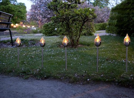 RTM Lighting Solar Fakkels -Zilver -Set van 3 -40CM -Zonne-Energie | bol