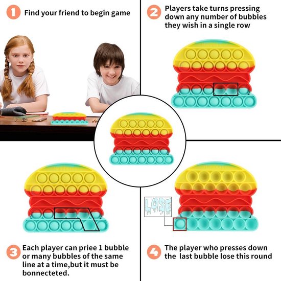 Snap en Pop it Fidget Toys - Burger - Anti Stress - Rage van 2021 | bol