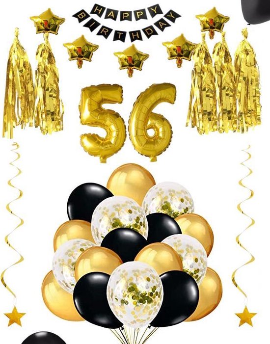 56 jaar verjaardag feest pakket Versiering Ballonnen voor feest 56 jaar ...