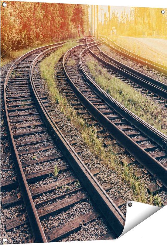 Gards Tuinposter Rails Spoorwegen naast Elkaar - 80x100 cm - Tuindoek ...