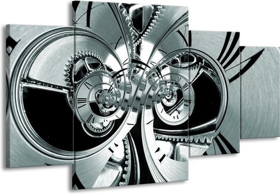 GroepArt - Schilderij - Abstract - Grijs, Zwart, Groen - 160x90cm 4Luik ...