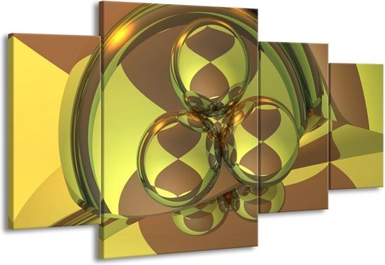 GroepArt - Schilderij - Abstract - Groen, Grijs - 160x90cm 4Luik ...