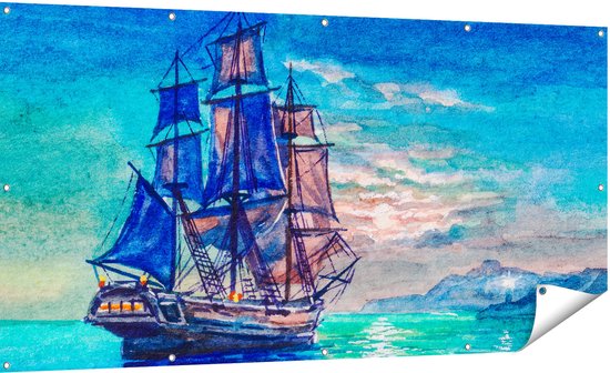 Gards Tuinposter Oude Piratenschip Zeilboot Getekend - 180x90 cm ...