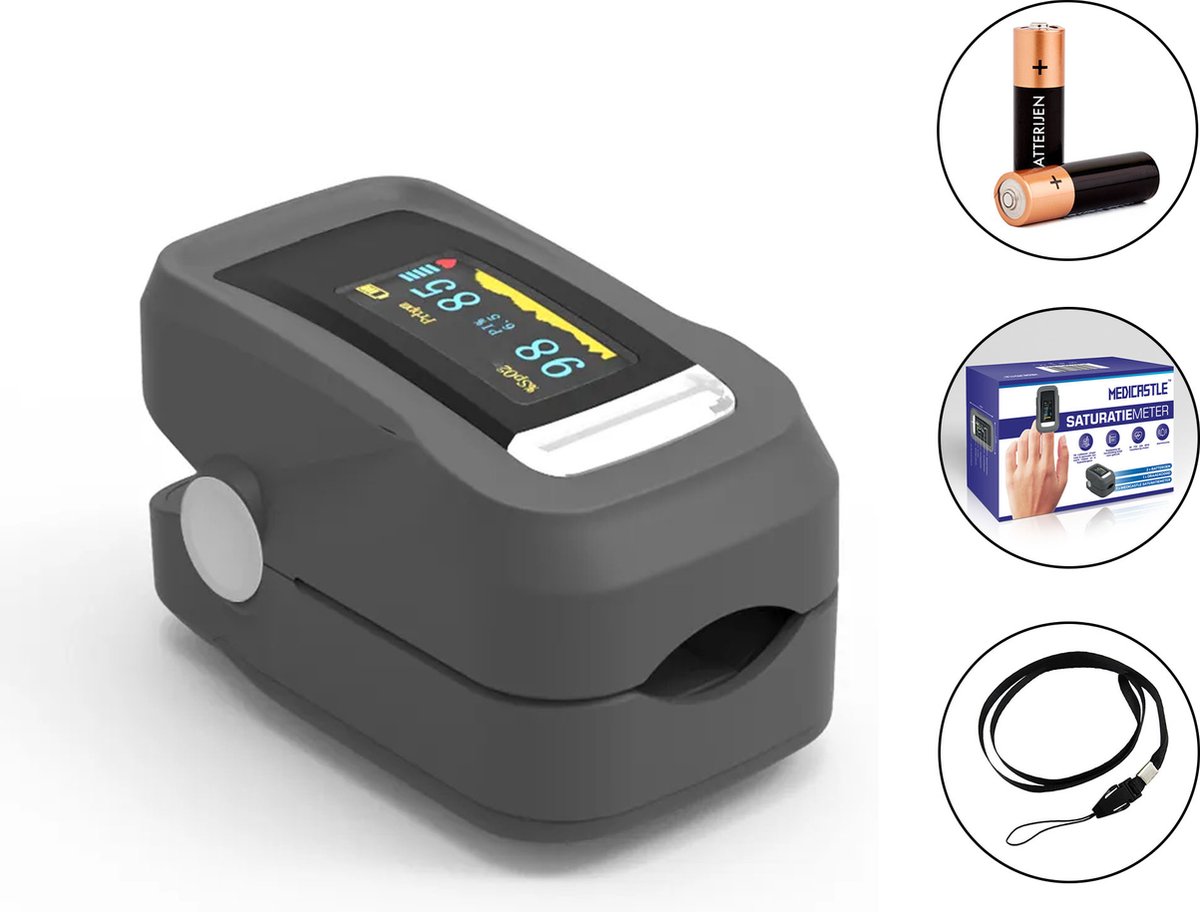 Medicastle® Saturatiemeter zuurstofmeter vinger - Complete set incl ...