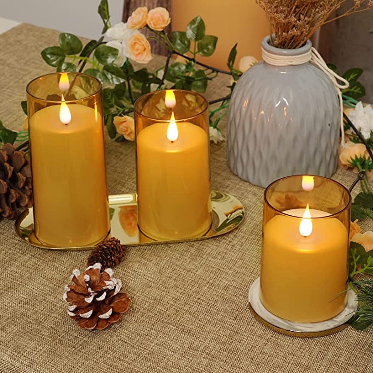 LED-kaarsen - met afstandsbediening en timer - LED-knipperende kaarsen ...