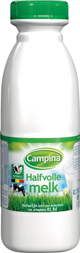 Campina halfvolle melk, 0,5 liter, pak van 6 flessen | bol