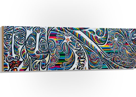 Hout - Patroon met Geometrische Figuren in Verschillende Felle Kleuren ...