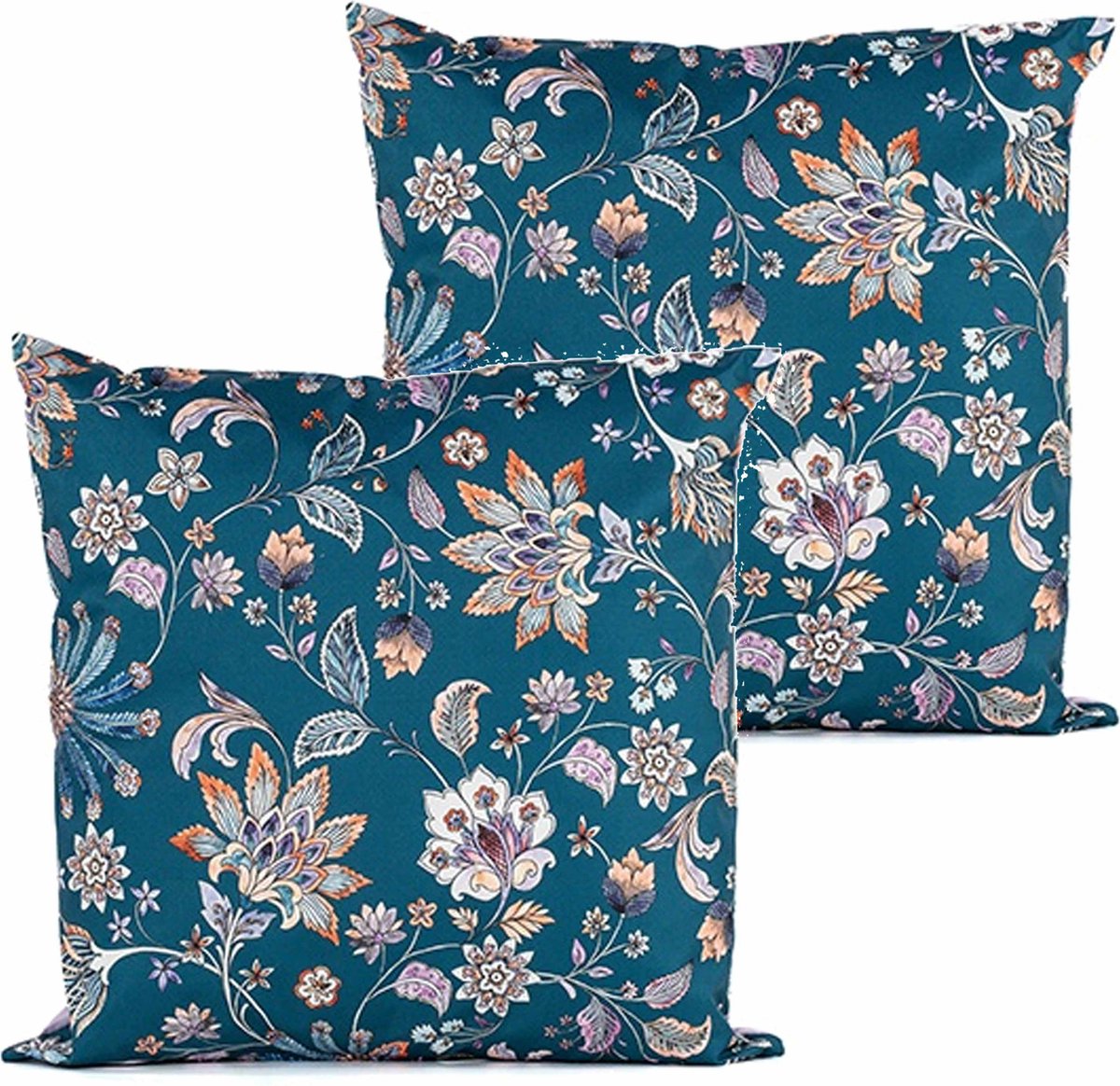 Anna's collection buitenkussen bloem - 2x - blauw - 45 x 45 cm - Water ...