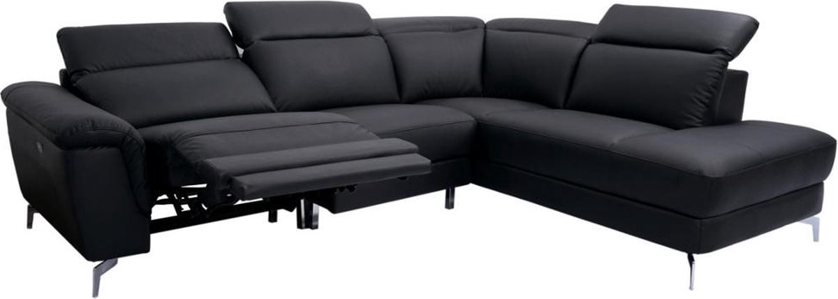LINEA SOFA Relax hoekbank elektrisch van leer OLBIA - Zwart - Hoek ...